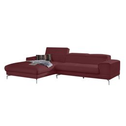 Ecksofa W.Schillig, B:303cm H:70cm T:193cm, rot, Longlife Xtra-Leder Z69: Das feinnarbige, gedeckte Softleder Z69 besticht durch seine