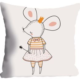 Dekokissen queence, B:40cm L:40cm, beige, Polyester, Dekokissen_Sitzkissen_Kissenh&uuml;llen, "M&auml;usefee", in niedlicher Optik, Kissenh&uuml;lle ohne F&uuml;llung, 1