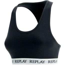 Replay Damen Bustier "LADY RACERBACK BRA", Gr. S, schwarz, Obermaterial: 50% Viskose, 45% Baumwolle, 5% Elasthan, unifarben, BHs, mit Racerback