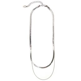 Firetti Damen Collier "Halsschmuck Layering-Look Panzerkette 2-reihig", Metall, L: 50 B: 3mm, grau, Metall, B:3mm, Halsketten