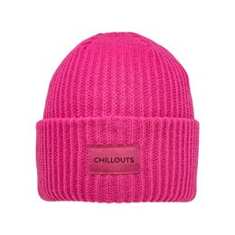 Chillouts Damen Strickmütze "Kara Hat", pink, unifarben, Rippstrick, Kunstfaser, Mützen, Klassischer Rippenstrick