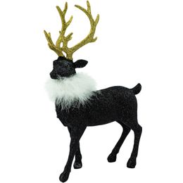 NOOR LIVING Weihnachtsfigur "Weihnachtsdeko", B/H/T: 23cm x 36,5cm x 9cm, schwarz, Dekofiguren, Rentier aus Polyresin