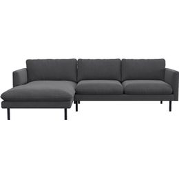 Ecksofa FLEXLUX, B:261cm H:61cm T:165cm, grau, 100% Polyester, Wohnzimmer, Sofas, "Bolzano, elegant und bequem, L-Form", Sitzaufbau mit Kaltschaum &