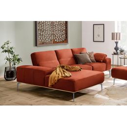 Ecksofa W.Schillig, B:279cm H:88cm T:178cm, orange, Longlife Xtra-Leder Z73: Naturwalkleder der Luxusklasse aus den erlesensten Rohhäuten. Hautstärke