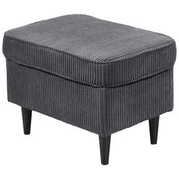 Hocker, B:63cm H:43cm T:42cm, grau, ED EXCITING DESIGN, 92% Polyester, 8% Nylon, Wohnzimmer, Hocker, "Oskar", mit Massivholzf&uuml;&szlig;en