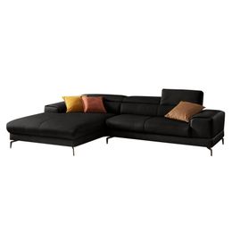 Ecksofa W.Schillig, B:303cm H:70cm T:193cm, schwarz, Longlife Xtra-Leder Z59: Glattleder mit modischer Prägung. Hautstärke 0, 9 - 1, 1 mm,