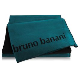 Wohndecke Bruno Banani, B:150cm L:200cm, blau, Baumwolle, Polyacryl, Polyester, Wohndecken, "Bruno Banani", mit modernem Zierstich
