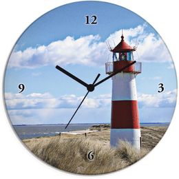 Wanduhr Artland, T:1,8cm, blau, Wohnzimmer, Wanduhren, "Leuchtturm Sylt", wahlweise mit Quarz- oder Funkuhrwerk, lautlos ohne Tickgeräusche
