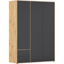 Drehtürenschrank Rauch, B:140cm H:194cm T:53cm, grau, Holzwerkstoff, Schränke, "Kleiderschrank Schrank Garderobe Wäscheschrank NABILA viel Stauraum",