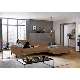 Ecksofa W.Schillig, B:343cm H:70cm T:193cm, braun, Longlife Xtra-Leder Z69: Das feinnarbige, gedeckte Softleder Z69 besticht durch seine