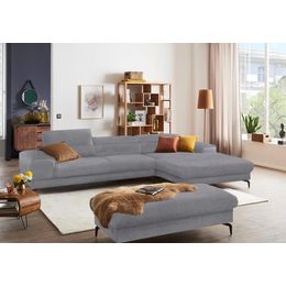 Ecksofa W.Schillig, B:343cm H:70cm T:193cm, grau, Chenille-Flachgewebe R66 (85% Polyester, 15% Nylon), Wohnzimmer, Sofas, "piedroo, Designsofa mit