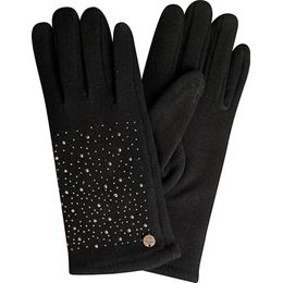 Damen Strickhandschuhe, schwarz, Capelli New York, Strick, Materialmix, Handschuhe, mit funkelnden Akzenten dekoriert