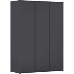 Dreht&uuml;renschrank Rauch, B:140cm H:194cm T:53cm, grau, Holzwerkstoff, Schr&auml;nke, "Kleiderschrank Schrank Garderobe W&auml;scheschrank NABILA viel Stauraum",