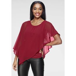 Chiffonbluse Laura Scott, Damen, Gr. 36, rot (rot (aus nachhaltigem material)), Web, Single Jersey, Obermaterial: 100% Polyester. Innentop: 95% Viskose, 5% Elasthan, feminin, bequem hüftlang, Rundhals, Kurzarm, Blusen