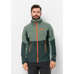 Outdoorjacke Jack Wolfskin "BRISSTAL HOODY M", Herren, Gr. M (50), grün (schwarz, olive), 1. OBERSTOFF 91% POLYAMID, 9% ELASTHAN 2. OBERSTOFF OBERSTOFF 100% POLYESTER ABSEITE 100% POLYESTER FUTTER 100% POLYESTER, Jacken