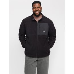 Jack & Jones PlusSize Fleecejacke "JJTHEO FLEECE JACKET PLS", Herren, Gr. 4XL, schwarz, Fleece, Obermaterial: 100% Polyester, JACK & JONES PLUSSIZE, unifarben, modisch, regular fit, Langarm, Jacken