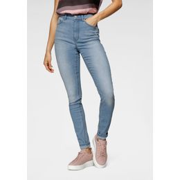 Skinny-fit-Jeans Only "ONLPAOLA", Damen, Gr. S (36), Länge 32, blau (light blau denim), Denim/Jeans, Obermaterial: 64% Baumwolle, 31% Polyester, 3% Viskose, 2% Elasthan, unifarben, modisch, skinny fit, Jeans 5-Pocket-Jeans, mit Stretch