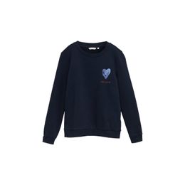 Tom Tailor Damen Loose Fit Sweatshirt mit Print, blau, Uni, Gr. M