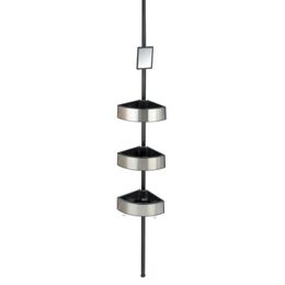 Wenko Teleskop-Eckregal 'Premium' edelstahlfarben/schwarz 3 Ablagen, Spiegel 70-260 cm