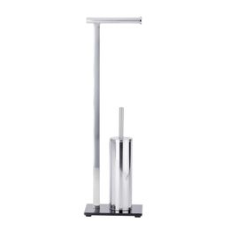 Wenko Stand WC-Garnitur 'Lava' 2-in-1 edelstahlfarben/schwarz