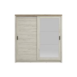 Kleiderschrank Home Affaire "Kent, FSC-zertifizierter Holzwerkstoff, Made in Europe", braun (weiß eiche), B:223,5cm H:227cm T:67cm, Spanplatte, Schränke, mit Spiegel und Schiebtüren, 223,5x67x227cm