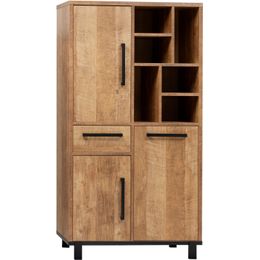 Barschrank OMG DESIGN "Malaga", old teak, B:70cm H:200cm T:45cm, Melamin, Schränke