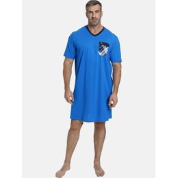 Pyjama CHARLES COLBY "Nachthemd LORD AODH", Herren, Gr. 4XL, blau (royal blau), Obermaterial: 100% Baumwolle CO., Homewear-Sets, aus reiner Baumwolle