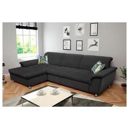 Ecksofa DOMO collection "Franzi Steppung im Sitzbereich B7T/H: 278/162/80 cm, L-Form", grau (graphite), B:278cm H:80cm T:171cm, Flachgewebe (100% Polyester), Chenille (100% Polyester), Sofas, wahlweise mit Bettfunktion, Bettkasten und Kopfteilverstellung