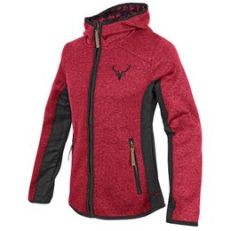 OS-Trachten Womens Hooded Strickfleece Jacke rot, Gr&ouml;&szlig;e 46