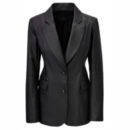 Oconi Olivengegerbter Lammnappa-Blazer, 44 - Schwarz, Damen, aus Leder