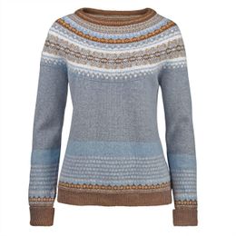 Erib&eacute; Erib&eacute; 6 Farben Fair-Isle-Pullover, 38/40 - Hellblau/Hellgrau/Braun/Senf, aus Wolle