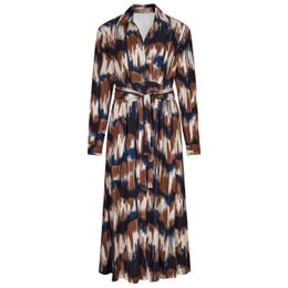 Figurschmeichelndes Everyday-Kleid, 38 - Blau/Braun/Creme, aus Viskose