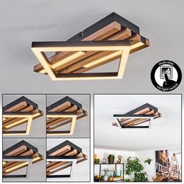 hofstein Ellekilde Deckenleuchte LED Braun, Holzoptik, Schwarz, 1-flammig