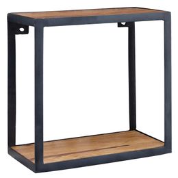 KADIMA DESIGN Deko Wandregal aus Holz und Metall, Modernes rustikales Design, 35x35x18 cm.
