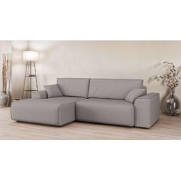 Ecksofa Home Affaire "Santenay mit Bettfunktion und Bettkasten, Ma&szlig;e: B/T/H 266/164/90 cm", beige, B:266cm H:90cm T:164cm, 100% Polyester, Sofas, Ecksofa, L-Form mit Wellenfederung, Schlaffl&auml;che: 140x213 cm, auch in Cord
