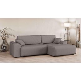 Ecksofa Home Affaire "Santenay mit Bettfunktion und Bettkasten, Ma&szlig;e: B/T/H 266/164/90 cm", grau (taupe), B:266cm H:90cm T:164cm, 100% Polyester, Sofas, Ecksofa, L-Form mit Wellenfederung, Schlaffl&auml;che: 140x213 cm, auch in Cord