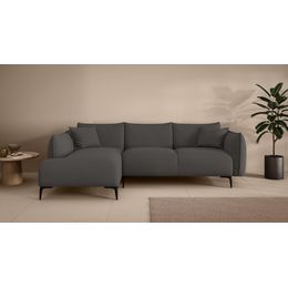 Ecksofa "Adelita mit Ottomane links oder rechts bestellbar, B/H/T 270/97/168", grau (dunkelgrau), B:269cm H:97cm T:168cm, 100% Polyester, LeGer Home by Lena Gercke, Sofas, Ecksofa, L-Form mit Wellenunterfederung, enth&auml;lt 2 Zierkissen