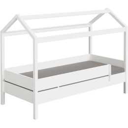 Hausbett Paidi "TINY HOUSE", weiß (kreideweiß), B:100cm H:155cm L:210cm, Betten, Spielbett mit Rausfallschutz, individuell gestaltbar