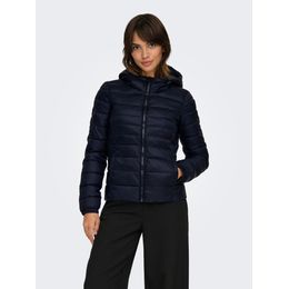 Steppjacke Only "ONLTAHOE HOOD JACKET OTW NOOS", Damen, Gr. L (40), blau (sky captain), Web, Steppware, Obermaterial: 100% Nylon, unifarben, casual, tailliert, Langarm elastischer Bund, Jacken, in modisch kurzer Form