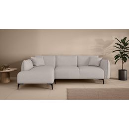 Ecksofa "Adelita mit Ottomane links oder rechts bestellbar, B/H/T 270/97/168", grau (hellgrau), B:269cm H:97cm T:168cm, 100% Polyester, LeGer Home by Lena Gercke, Sofas, Ecksofa, L-Form mit Wellenunterfederung, enth&auml;lt 2 Zierkissen