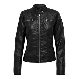 Lederimitatjacke Only "ONLSABINE FAUX LEATHER JACKET OTW", Damen, Gr. L (40), schwarz, Web, Obermaterial: 100% Polyester, unifarben, modisch, Langarm, Jacken