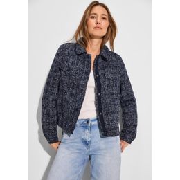 Kurzjacke Cecil, Damen, Gr. XL (44), blau (universal blau), Stoff, 100% Polyester, Jacquardmuster, casual, gerade normal, V-Ausschnitt, Langarm Bündchen, Jacken, mit Brusttaschen