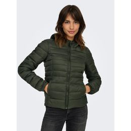 Steppjacke Only "ONLTAHOE HOOD JACKET OTW NOOS", Damen, Gr. XS (34), grün (kambaba), Web, Steppware, Obermaterial: 100% Nylon, unifarben, casual, tailliert, Langarm elastischer Bund, Jacken, in modisch kurzer Form