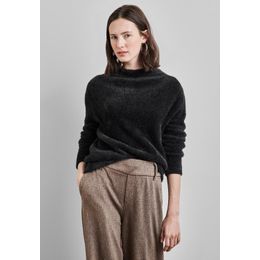 Strickpullover Street One, Damen, Gr. 34, schwarz, Stoff, 83% Polyamid, 9% Polyacryl, 8% Baumwolle, unifarben, casual, gerade normal, hoch geschlossener Ausschnitt, Langarm eingefasste Kante, Pullover, mit Stehkragen