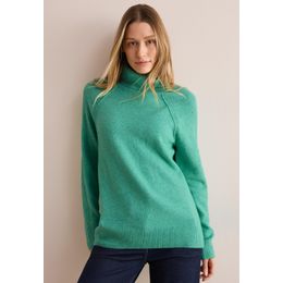 Strickpullover Cecil, Damen, Gr. XL (44), grün (aventurine grün melange), Web, 37% Baumwolle, 34% Polyacryl, 26% Polyester, 3% Elasthan, unifarben, casual, gerade normal, hoch geschlossener Ausschnitt, Langarm Bündchen, Pullover, im Melange Look