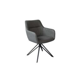 Drehstuhl 180 Grad drehbar Armlehnstuhl anthrazit Metallgestell schwarz PITT