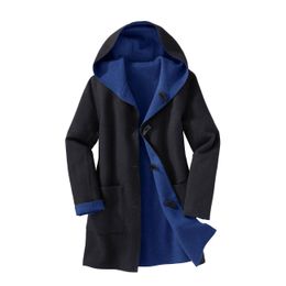 Alpaka-Doubleface-Dufflecoat, 42 - Schwarz/Royalblau, aus Wolle