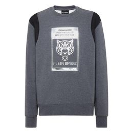 Plein Sport Sweatshirt 'Tiger' Herren Größe XXL dunkelgrau / schwarz / weiß