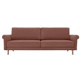 2-Sitzer "CR.450, Designsofa, Loungesofa", braun (signalbraun 534, 44), B:168cm H:85cm T:95cm, NaturLEDER OSKAR (echtes Rindsleder), Chenille COCO (72% Polyester 15% Baumwolle 13% Polyacryl), CREATION BY ROLF BENZ, Sofas, modern Landhaus, Füße in Nussbaum, Breite 168 cm