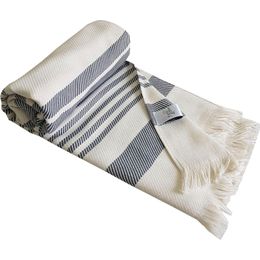 Hamamtuch Framsohn FROTTIER "Boho Living", grau (beige, anthrazit, grau), B:100cm L:180cm, Hamam Frottier, Obermaterial: 100% Baumwolle, Handtücher (Packung), 100x180 cm, gestreift & mit Fransen, ideal als Strandtuch